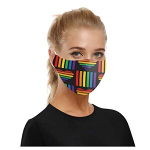 LGBTQ Gay Pride Mouth Face Protective Gear, Adults Rainbow Adjustable Washable Reusable Dustproof Cotton Cloth Covering (5 Colors, 5 Pcs)