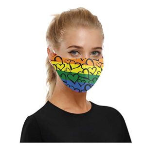 LGBTQ Gay Pride Mouth Face Protective Gear, Adults Rainbow Adjustable Washable Reusable Dustproof Cotton Cloth Covering (5 Colors, 5 Pcs)