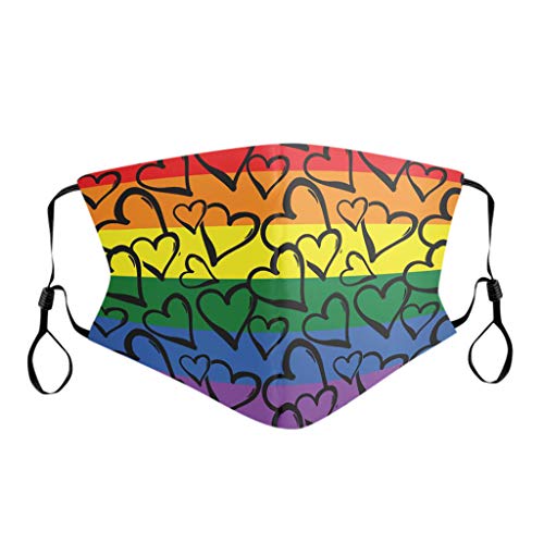 LGBTQ Gay Pride Mouth Face Protective Gear, Adults Rainbow Adjustable Washable Reusable Dustproof Cotton Cloth Covering (5 Colors, 5 Pcs)