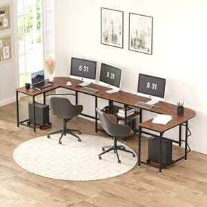 Paukin Modern L-Shaped Corner Computer Desk Office Table with Open Shelf