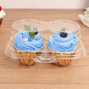 30 Pack Plastic Cupcake Boxes, 2 Compartment Clear Cupcake Containers,Stack-able Disposable Cake Cupcake Carry Boxes for Cupcakes, Muffins