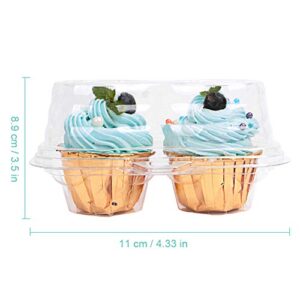 30 Pack Plastic Cupcake Boxes, 2 Compartment Clear Cupcake Containers,Stack-able Disposable Cake Cupcake Carry Boxes for Cupcakes, Muffins