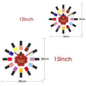 Geek Alerts Colorful Nail Polish Bottles Beauty Salon Studio Acrylic Wall Clock Nail Salon Maincure Modern Non Ticking Timepiece Watch Nail Technician Gift Store Sign (12inch)