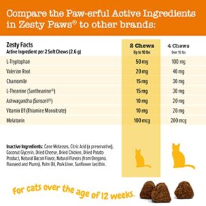 Zesty Paws Calming Chews for Cats - Composure & Relaxation for Everyday Stress & Separation - with Ashwagandha, Organic Chamomile, L-Theanine & L-Tryptophan – Bacon - 60 Count - Cat…