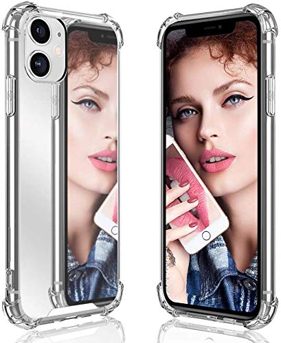 Ownest Compatible for iPhone 12 Case,12 Pro Case (6.1 Inch) for Girls Women Cute Stylish with Glitter Ultra-Thin Mirror TPU PC Back Protective Slim Shockproof Case for iPhone 12/12 Pro 6.1"-Silver