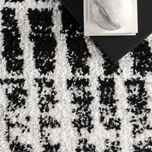 nuLOOM Orchid Treaded Striped Shag Area Rug, 7' 10" x 10', Black And White