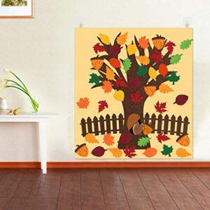 Fall Tree of Thanks Craft Kit - DIY Felt Fall Tree Board with Fence and 40 PCS Detachable Autumn Leaf Pine Cones Squirrel Ornaments for Kids Gifts Classroom Craft Thanksgiving Activity