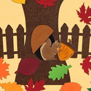 Fall Tree of Thanks Craft Kit - DIY Felt Fall Tree Board with Fence and 40 PCS Detachable Autumn Leaf Pine Cones Squirrel Ornaments for Kids Gifts Classroom Craft Thanksgiving Activity