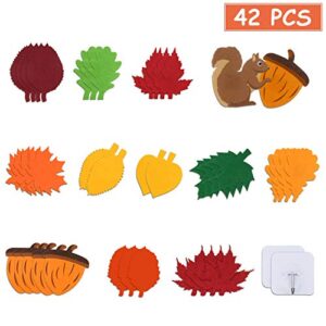 Fall Tree of Thanks Craft Kit - DIY Felt Fall Tree Board with Fence and 40 PCS Detachable Autumn Leaf Pine Cones Squirrel Ornaments for Kids Gifts Classroom Craft Thanksgiving Activity