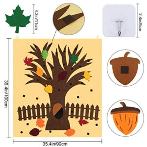 Fall Tree of Thanks Craft Kit - DIY Felt Fall Tree Board with Fence and 40 PCS Detachable Autumn Leaf Pine Cones Squirrel Ornaments for Kids Gifts Classroom Craft Thanksgiving Activity