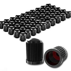 ckauto 50 pack tire valve caps, plastic valve stem caps with o rubber seal, universal stem covers for cars, suvs, bike and bicycle, trucks, motorcycles, airtight seal dust proof, black 5 dollar item