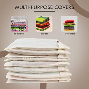 Forever Cotton Saree covers / bags for Clothing and Wardrobe Storage (Set of 9) Size 16inch by 14inch.