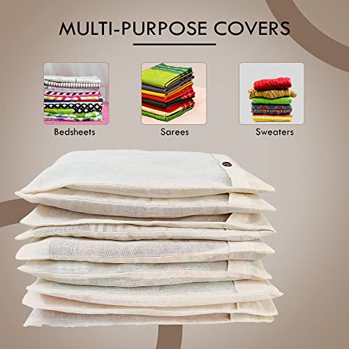 Forever Cotton Saree covers / bags for Clothing and Wardrobe Storage (Set of 9) Size 16inch by 14inch.