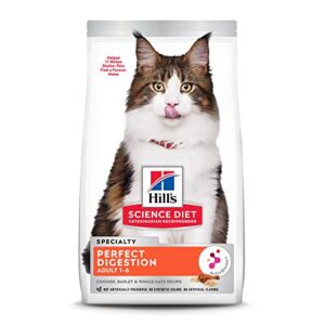 hill's science diet adult cat dry perfect digestion, chicken, brown rice, & whole oats recipe, 3.5 lb. bag