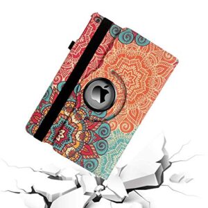 iPad Case Fit 2018/2017 iPad 9.7 6th/5th Generation - 360 Degree Rotating iPad Air Case Cover with Auto Wake/Sleep Compatible with Apple iPad 9.7 Inch 2018/2017 (Red Mandala)