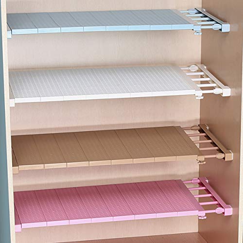 Felenny Closet Tension Shelf Adjustable Closet Storage Rack Divider Kitchen Cabinet Cupboard Organizer Shelf Extendable Rack White