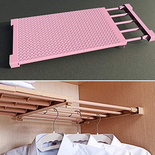 Felenny Closet Tension Shelf Adjustable Closet Storage Rack Divider Kitchen Cabinet Cupboard Organizer Shelf Extendable Rack White