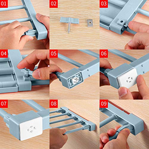 Felenny Closet Tension Shelf Adjustable Closet Storage Rack Divider Kitchen Cabinet Cupboard Organizer Shelf Extendable Rack White