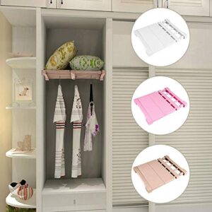 Felenny Closet Tension Shelf Adjustable Closet Storage Rack Divider Kitchen Cabinet Cupboard Organizer Shelf Extendable Rack White