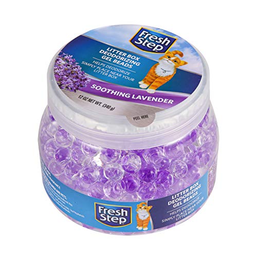 Fresh Step Litter Box Deodorizing Gel Beads in Soothing Lavender Scent | Deodorizing Gel Beads Air Freshener for Pet Smells from Litter Box | 12 oz Pet Odor Eliminating Gel Beads to Freshen Air