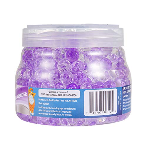 Fresh Step Litter Box Deodorizing Gel Beads in Soothing Lavender Scent | Deodorizing Gel Beads Air Freshener for Pet Smells from Litter Box | 12 oz Pet Odor Eliminating Gel Beads to Freshen Air