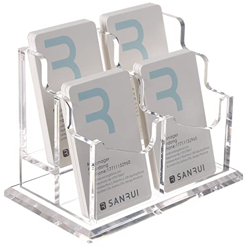 SANRUI Vertical Business Card Holder, Acrylic Business Card Display，Clear Desktop Business Card Stand for Exhibition, Home & Office