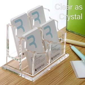 SANRUI Vertical Business Card Holder, Acrylic Business Card Display，Clear Desktop Business Card Stand for Exhibition, Home & Office