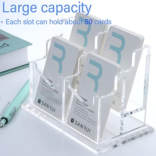 SANRUI Vertical Business Card Holder, Acrylic Business Card Display，Clear Desktop Business Card Stand for Exhibition, Home & Office