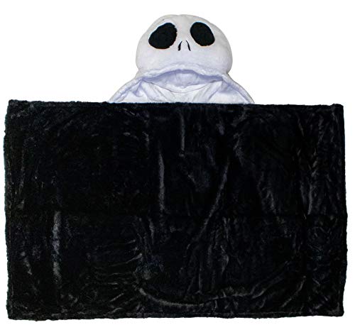 Jay Franco Disney Nightmare Before Christmas Jack Skellington Hooded Blanket – 2-in-1 Wearable Kids Plush Blanket - Fade Resistant Polyester, 50" x 30" (Offical Disney Product)