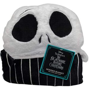 Jay Franco Disney Nightmare Before Christmas Jack Skellington Hooded Blanket – 2-in-1 Wearable Kids Plush Blanket - Fade Resistant Polyester, 50" x 30" (Offical Disney Product)