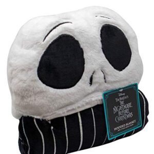 Jay Franco Disney Nightmare Before Christmas Jack Skellington Hooded Blanket – 2-in-1 Wearable Kids Plush Blanket - Fade Resistant Polyester, 50" x 30" (Offical Disney Product)