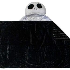 Jay Franco Disney Nightmare Before Christmas Jack Skellington Hooded Blanket – 2-in-1 Wearable Kids Plush Blanket - Fade Resistant Polyester, 50" x 30" (Offical Disney Product)