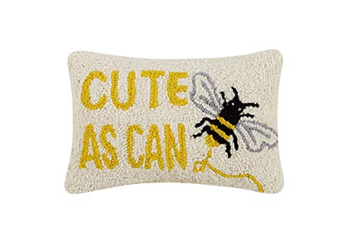 Peking Handicraft 30TG509C12OB Cute as Can Bee Poly Filled Hook Pillow, 12-inch Length, Wool and Cotton