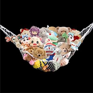 hammock mesh toy net stuffed animal hammock mesh toys net for kids jumbo large storage mesh net for pet corner animal hammock stuffed animals wall hanging organizer (white)