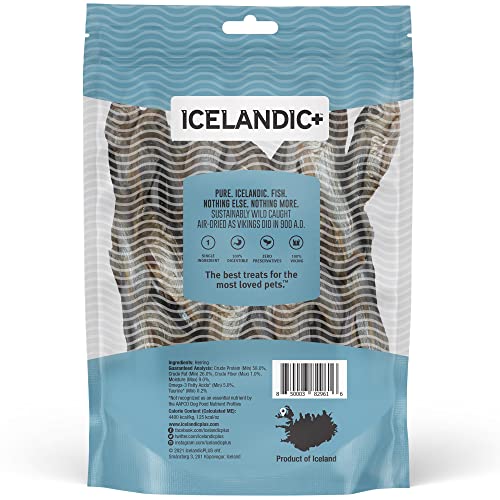 Icelandic+ Plus: Herring Whole Fish Dog Treat, 3-oz Bag, 100% Edible & Digestible, Reduces Tarter & Plaque Build-up, Full of Omega-3 for Healthy Skin and Shiny Coat