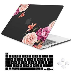 ileadon macbook pro 13 inch case 2020 release model a2338 m1/a2251/a2289, plastic hard shell case with keyboard cover only compatible 2020 new macbook pro 13 with touch bar fits touch id, peony flower