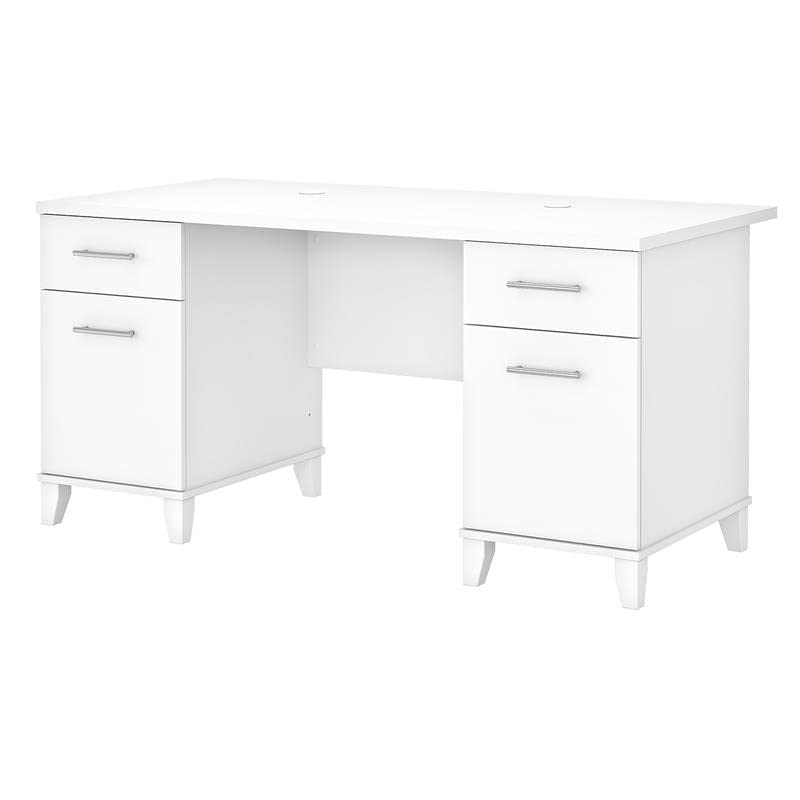 Bush Furniture Somerset 60W Office Desk with Drawers in White