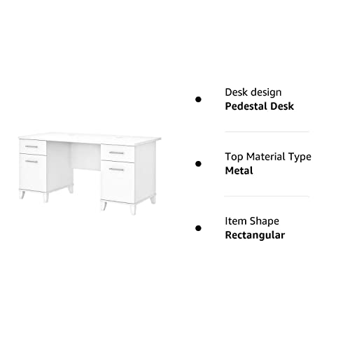 Bush Furniture Somerset 60W Office Desk with Drawers in White