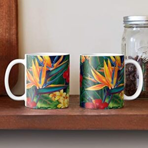 Of Tropical Paradise Plumeria Birds Hawaiian Floral Hibiscus Flower Hawaii the best 11oz coffee mugs Made from ceramic