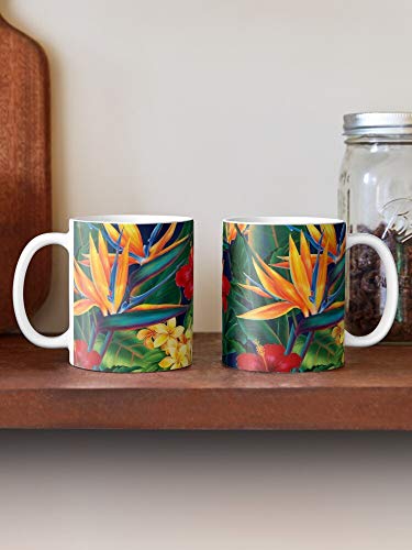 Of Tropical Paradise Plumeria Birds Hawaiian Floral Hibiscus Flower Hawaii the best 11oz coffee mugs Made from ceramic