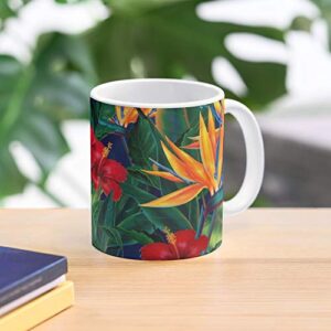 Of Tropical Paradise Plumeria Birds Hawaiian Floral Hibiscus Flower Hawaii the best 11oz coffee mugs Made from ceramic