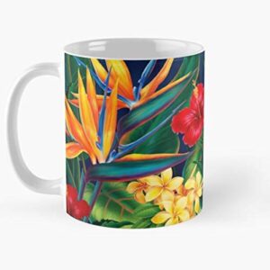 Of Tropical Paradise Plumeria Birds Hawaiian Floral Hibiscus Flower Hawaii the best 11oz coffee mugs Made from ceramic