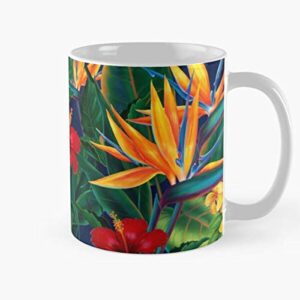 Of Tropical Paradise Plumeria Birds Hawaiian Floral Hibiscus Flower Hawaii the best 11oz coffee mugs Made from ceramic