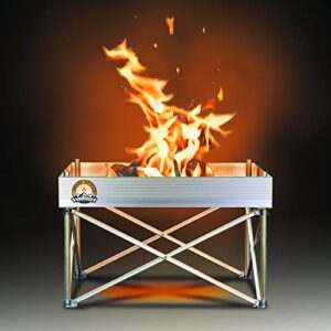 pop-up fire pit + extra fire mesh | portable and lightweight | fullsize 24 inch | weighs 7 lbs. | never rust fire pit | extra fire mesh included