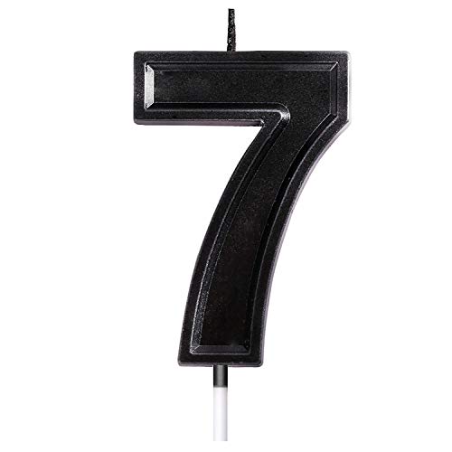 2.76 Inches Large Birthday Cake Number Candle,Black Fashion Numeral Topper Decoration for Wedding Anniversary, Shower, Kids and Adults Party Celebration Photograph Beautiful Moments. (Number 7)