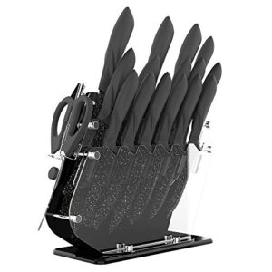 MOSTA Ceramic Coated Knife Block Set with 16Pc or 5Pc Kitchen Knives, Chef Knife,Bread Knife,Steak Knife,Chopper Knife,Butter Knives,Cheese Knife,Pizza Knife,Acrylic Stand,Scissors