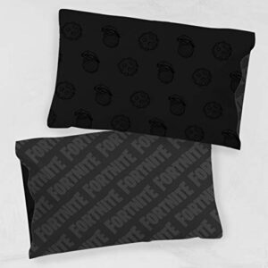 Jay Franco Fortnite Tonal Logo Black Variant 1 Single Pillowcase - Double-Sided Super Soft Bedding