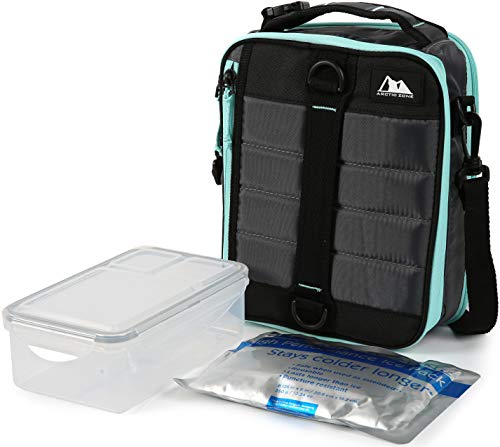 Arctic Zone High Performance Ultimate Upright Expandable Insulated Lunch Pack with 2pc Leak Proof Food Container (37.2 fl.oz) and 350g High Performance Ice Pack - Grey