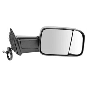 autoshack kapch1321350 passenger towing mirror power black textured heated manual folding replacement for 2015-2018 ram 1500 2500 2016-2018 ram 3500 2019 ram 1500 classic 3.6l 5.7l 6.4l 6.7l 4wd rwd