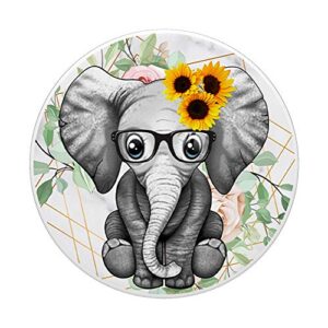 Cute Elephant Sunflower PopSockets PopGrip: Swappable Grip for Phones & Tablets